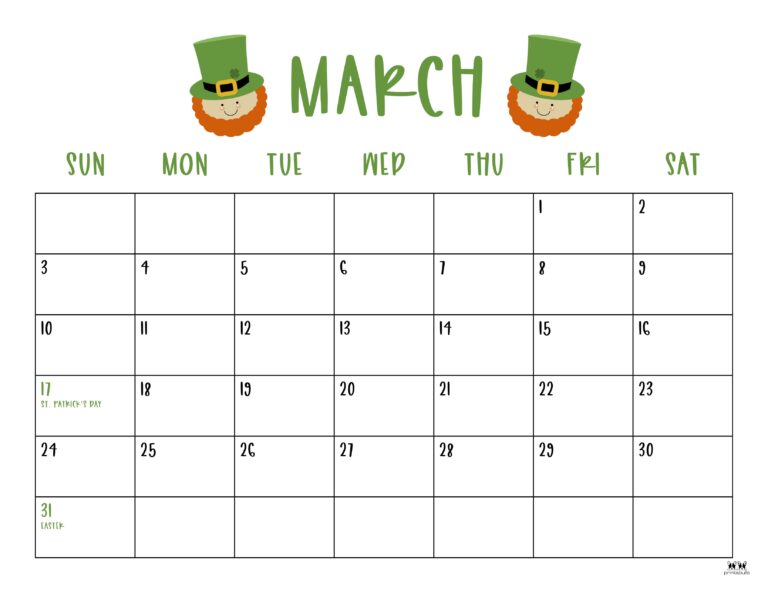 March 2024 Calendars - 50 FREE Printables | Printabulls