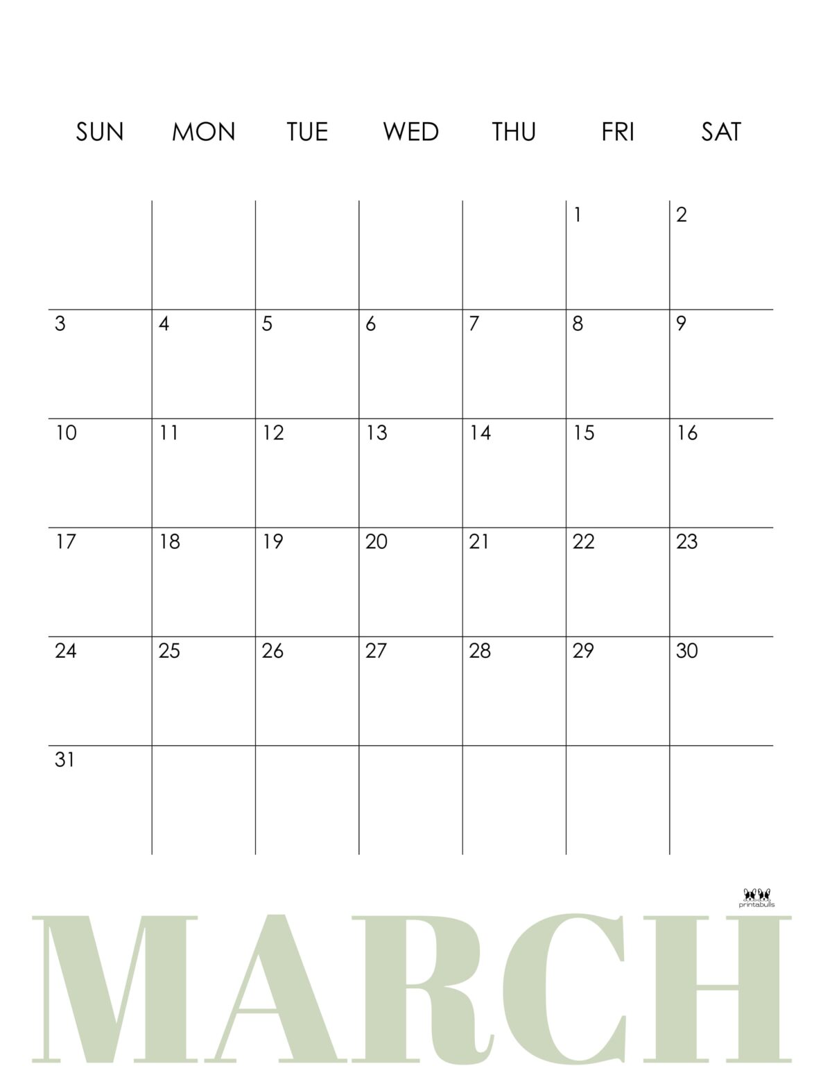 March 2024 Calendars - 50 FREE Printables | Printabulls