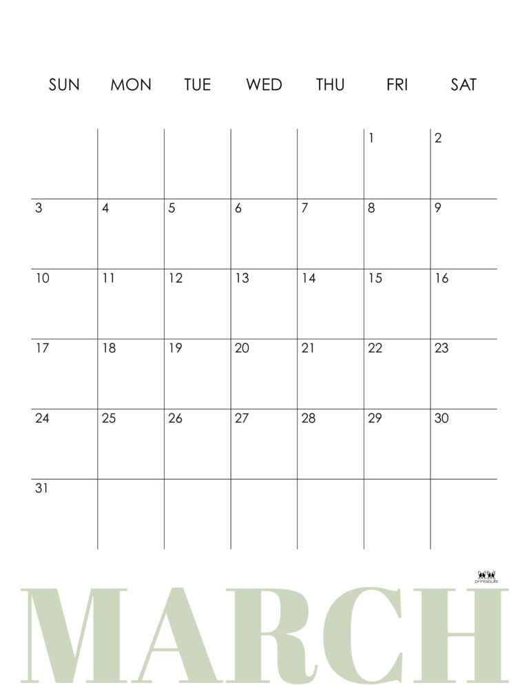 March 2024 Calendars - 50 FREE Printables | Printabulls