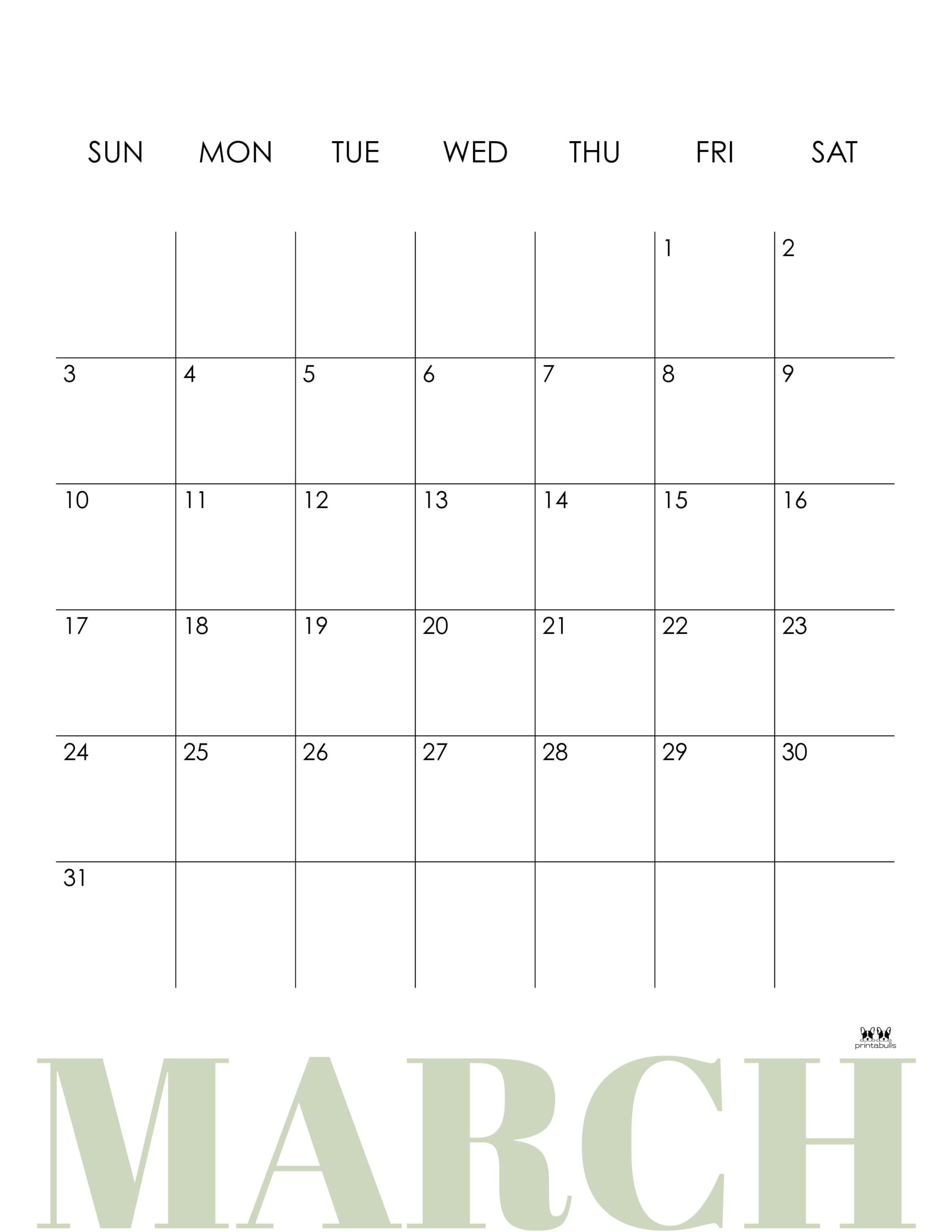 March 2024 Calendars - 50 FREE Printables | Printabulls
