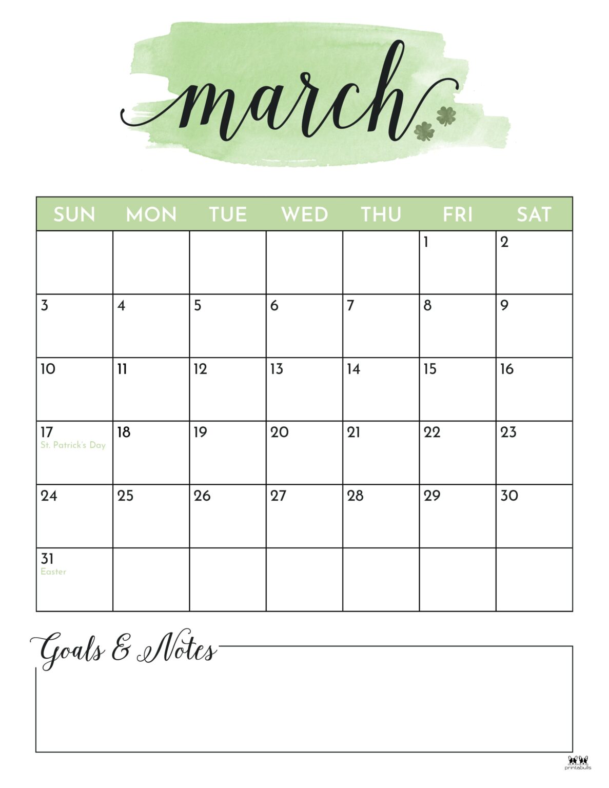 March 2024 Calendars - 50 FREE Printables | Printabulls