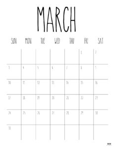 March 2024 Calendars - 50 FREE Printables | Printabulls
