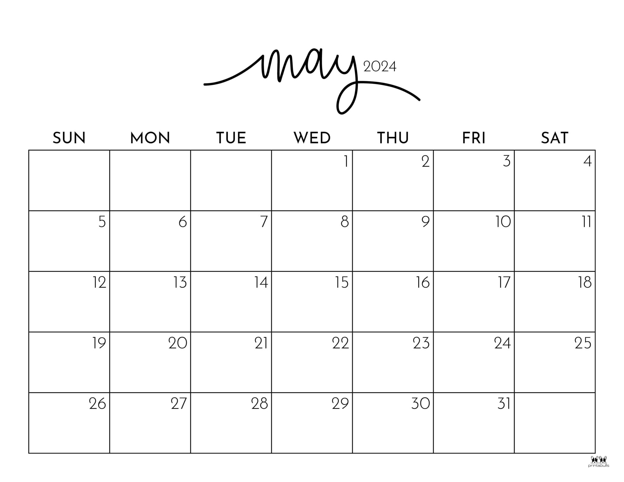 May 2024 Calendars - 50 FREE Printables | Printabulls