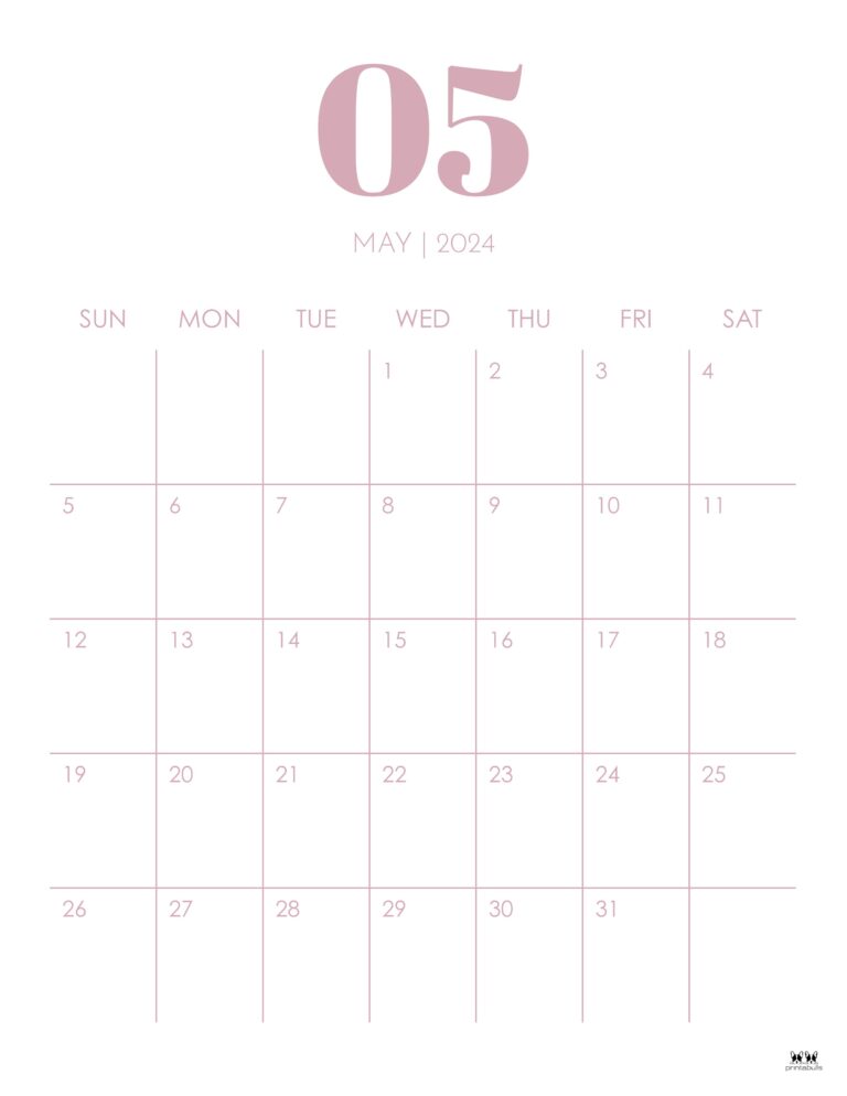 May 2024 Calendars - 50 FREE Printables | Printabulls