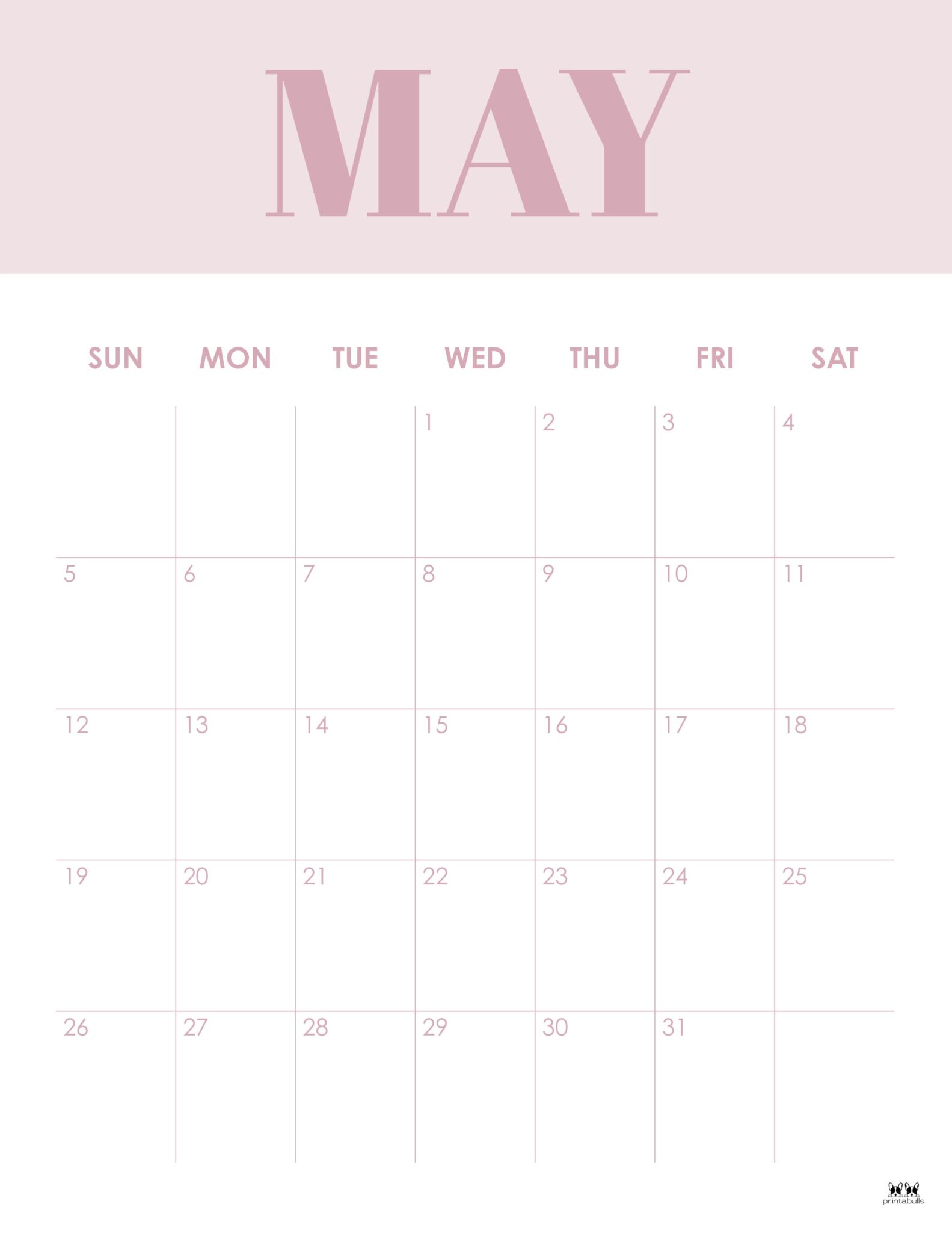 May 2024 Calendars - 50 FREE Printables | Printabulls