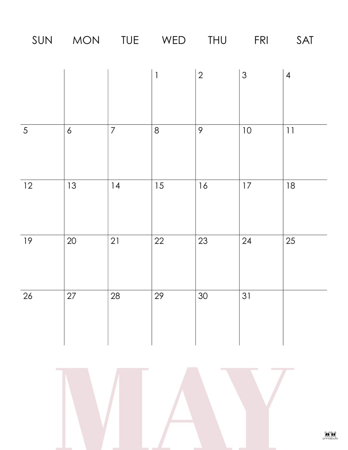 May 2024 Calendars - 50 FREE Printables | Printabulls