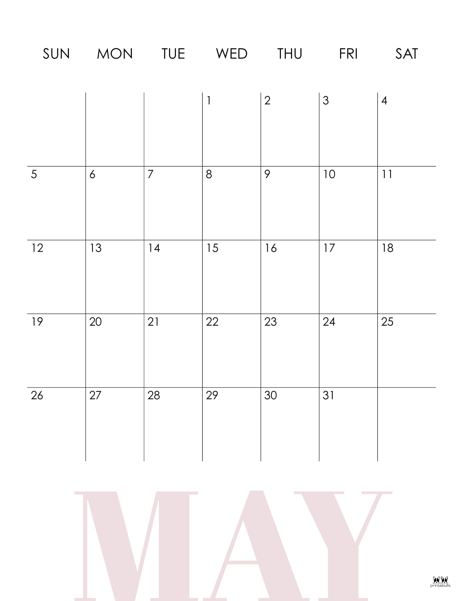 May 2024 Calendars - 50 FREE Printables | Printabulls