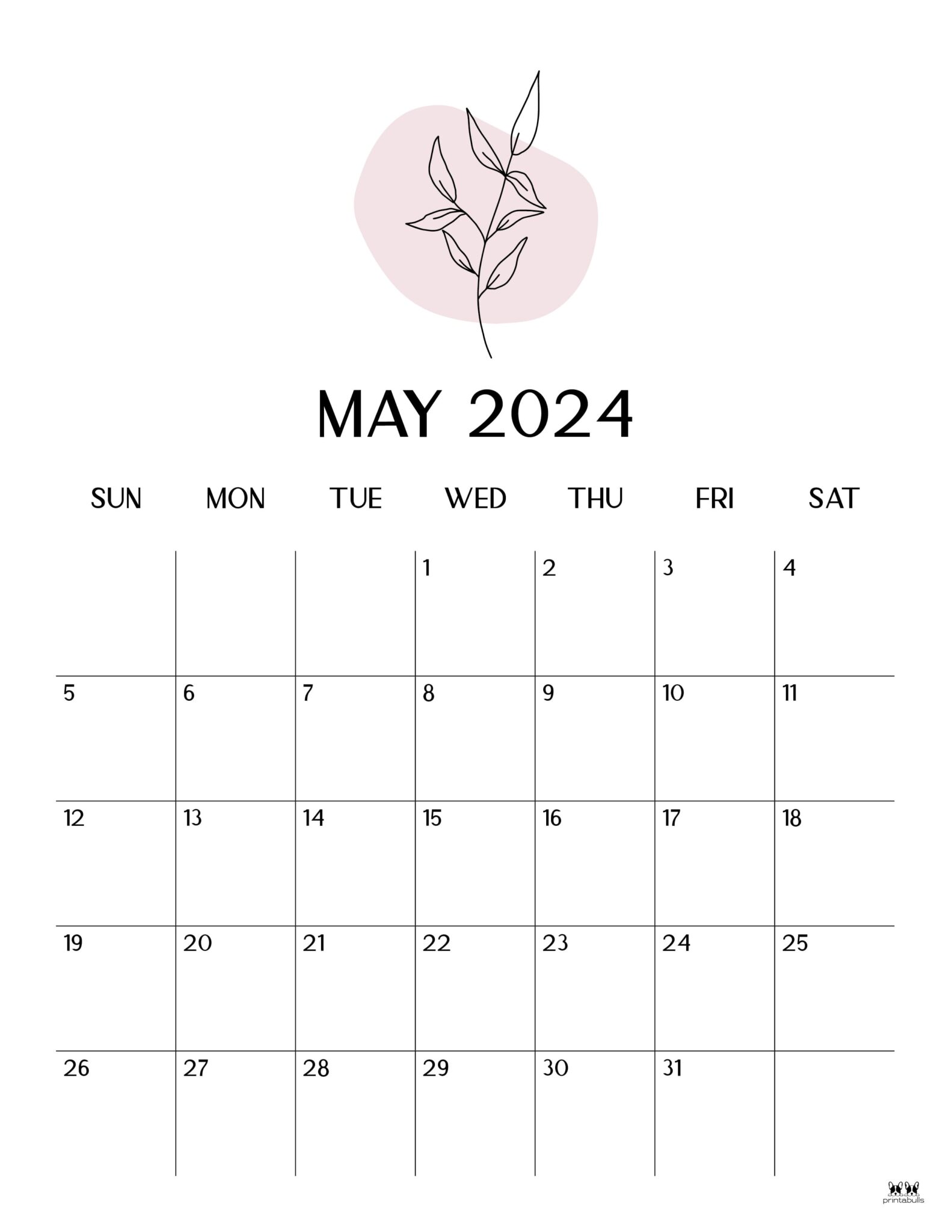 May 2024 Calendars - 50 FREE Printables | Printabulls