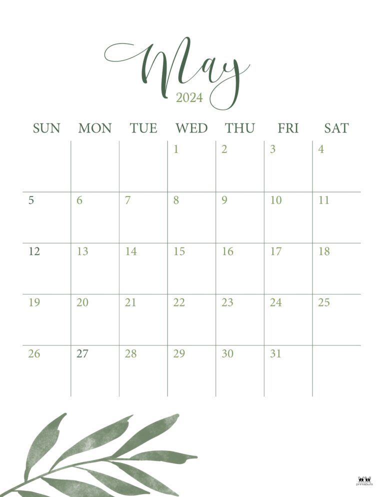 May 2024 Calendars - 50 FREE Printables | Printabulls