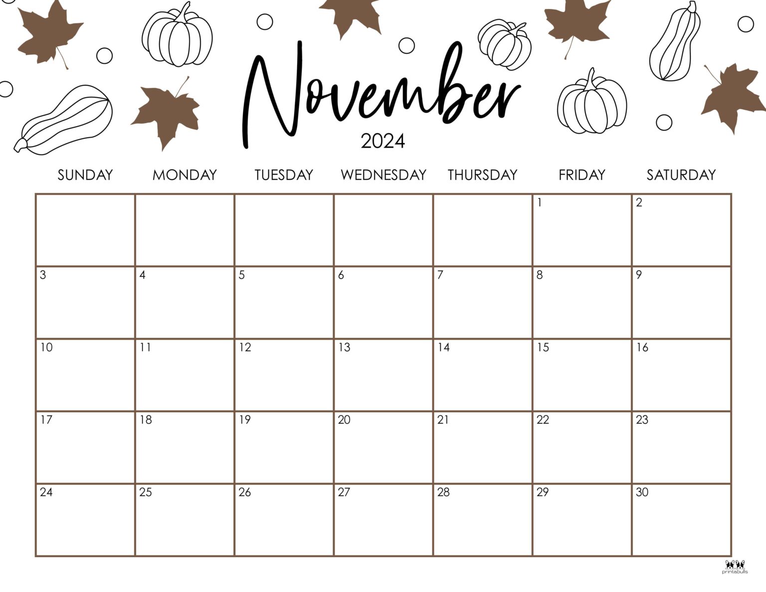 November 2024 Calendars - 50 FREE Printables | Printabulls