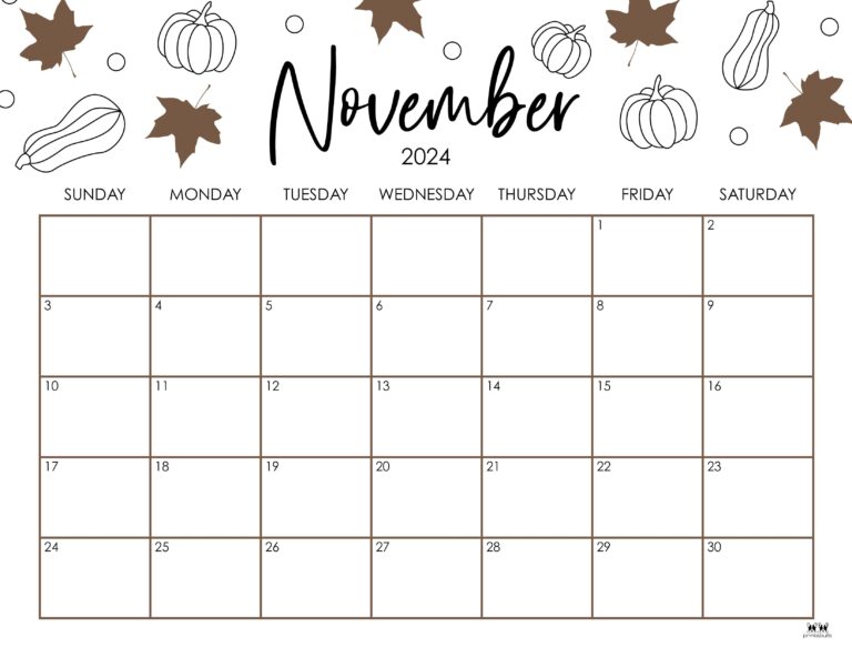 November 2024 Calendars - 50 FREE Printables | Printabulls