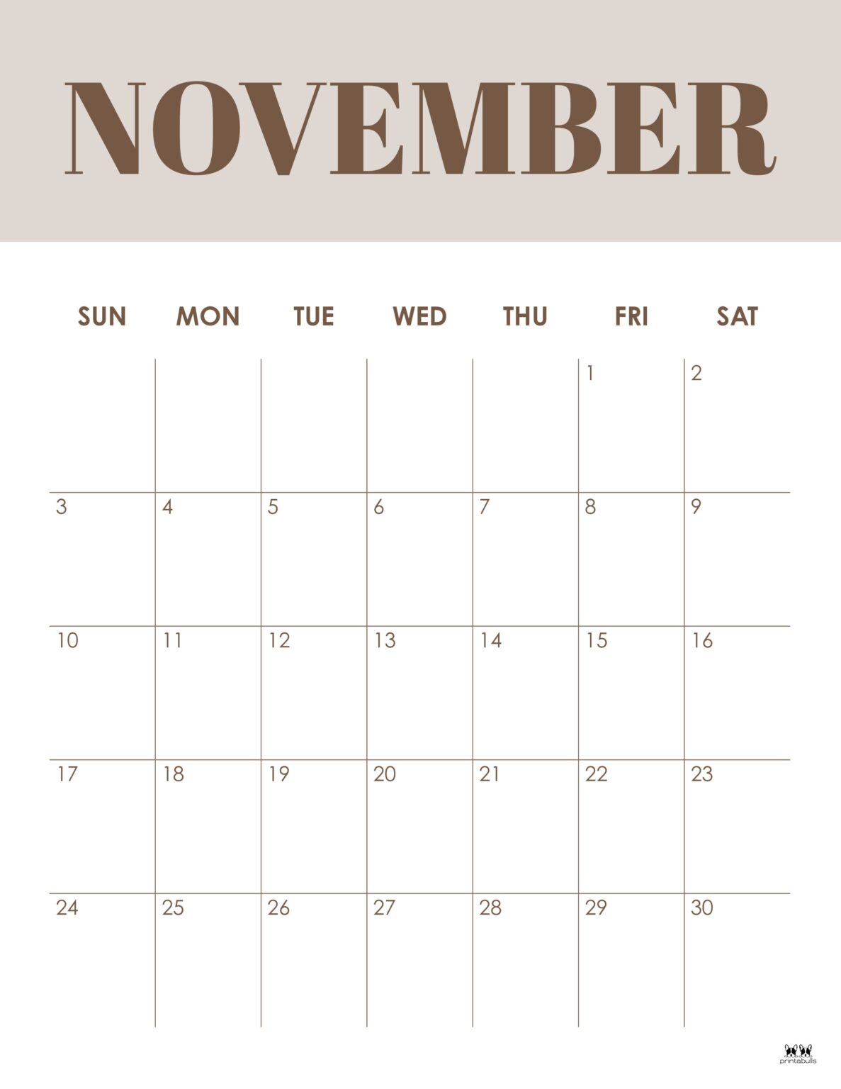 November 2024 Calendars - 50 FREE Printables | Printabulls