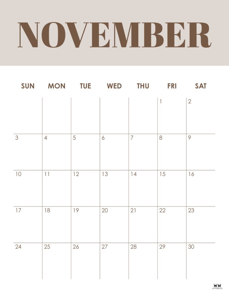 November 2024 Calendars - 50 FREE Printables | Printabulls