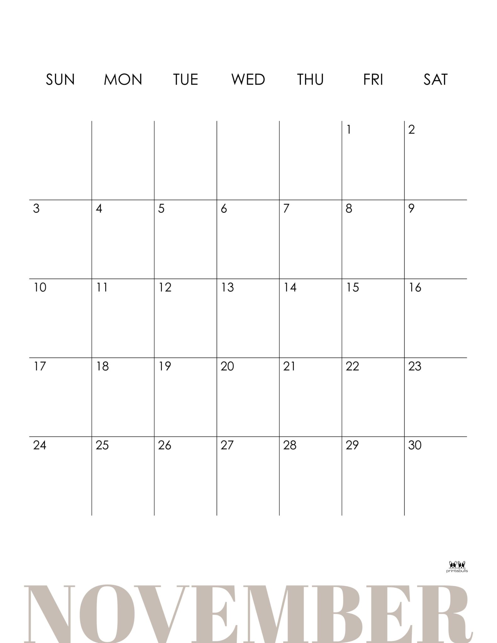 November 2024 Calendars - 50 FREE Printables | Printabulls