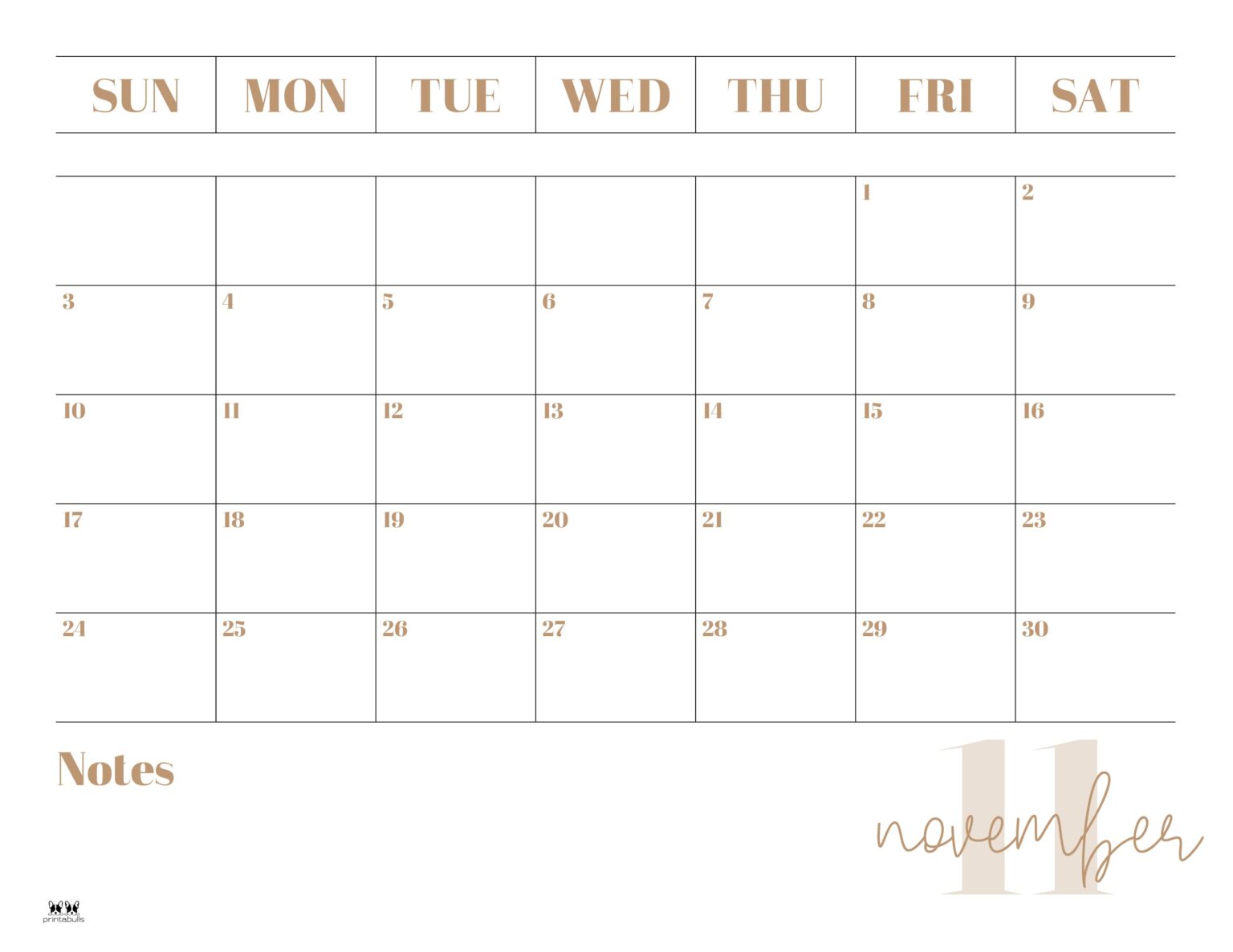 November 2024 Calendars - 50 FREE Printables | Printabulls