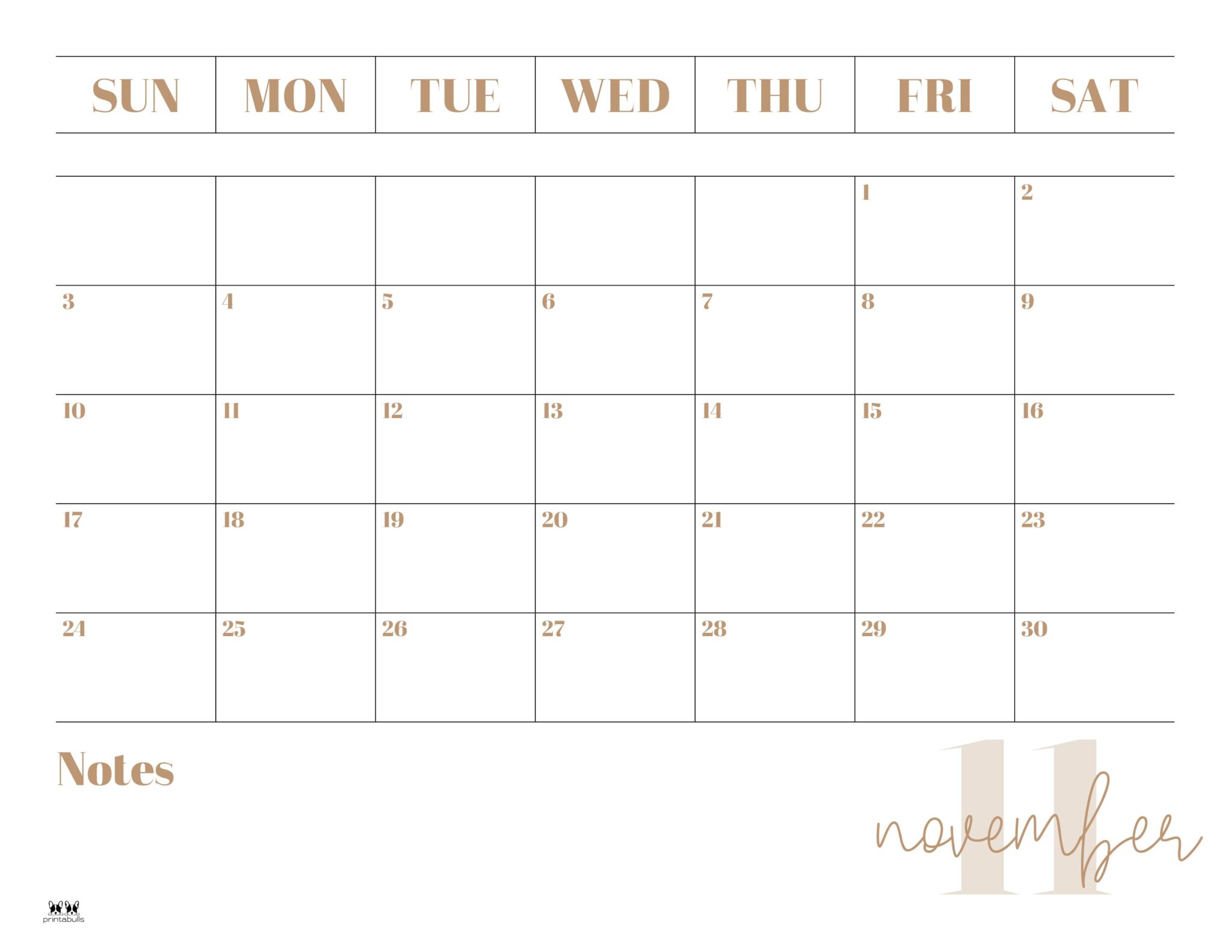 November 2024 Calendars - 50 FREE Printables | Printabulls