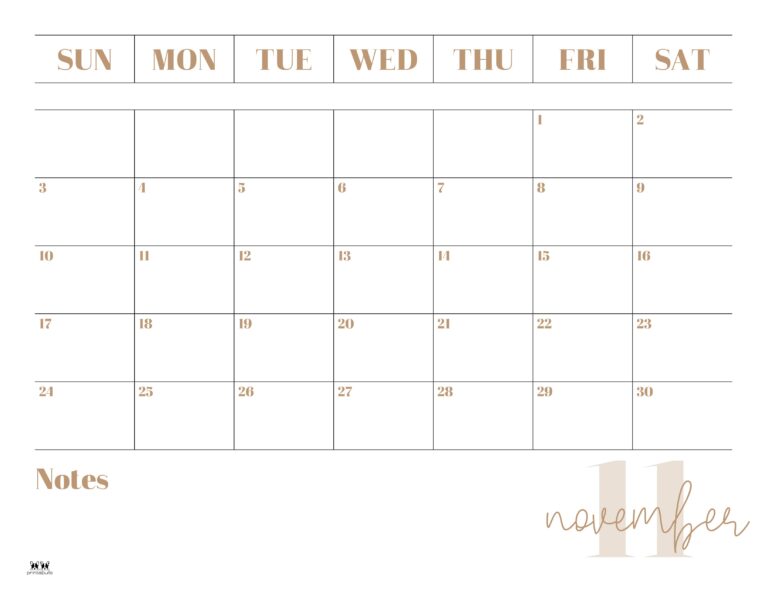 November 2024 Calendars - 50 FREE Printables | Printabulls