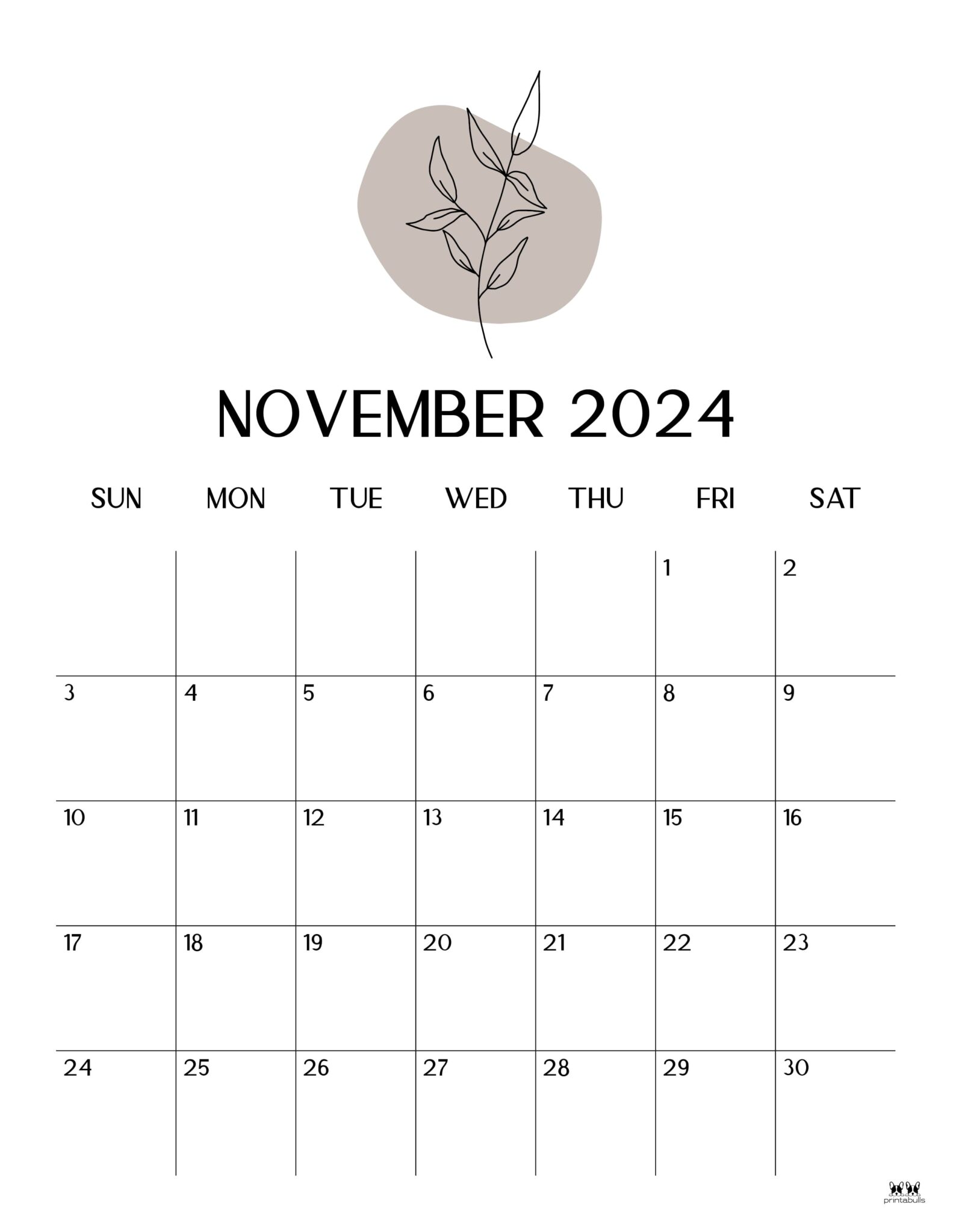 November 2024 Calendars - 50 FREE Printables | Printabulls