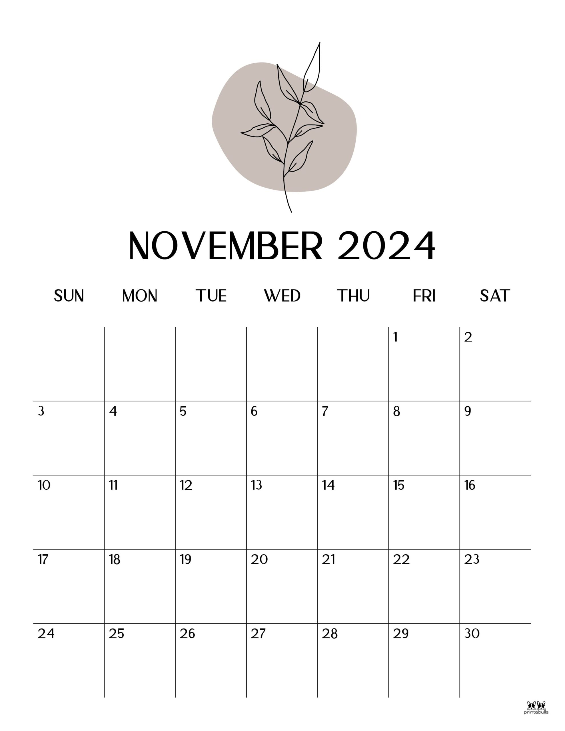 November 2024 Calendars - 50 FREE Printables | Printabulls