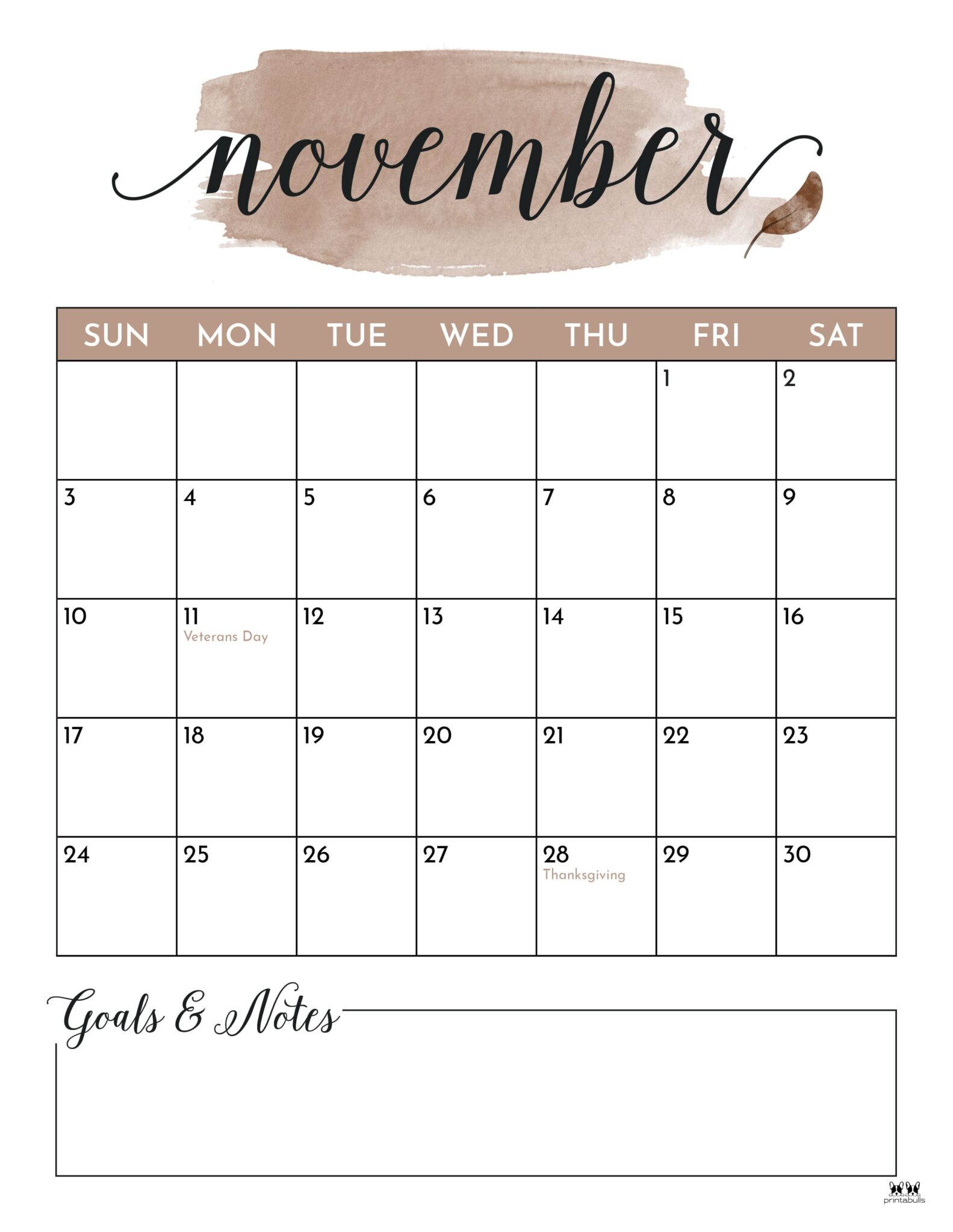 November 2024 Calendars - 50 FREE Printables | Printabulls