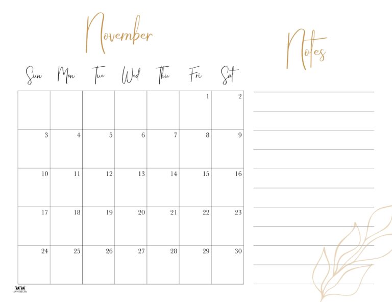 November 2024 Calendars - 50 FREE Printables | Printabulls