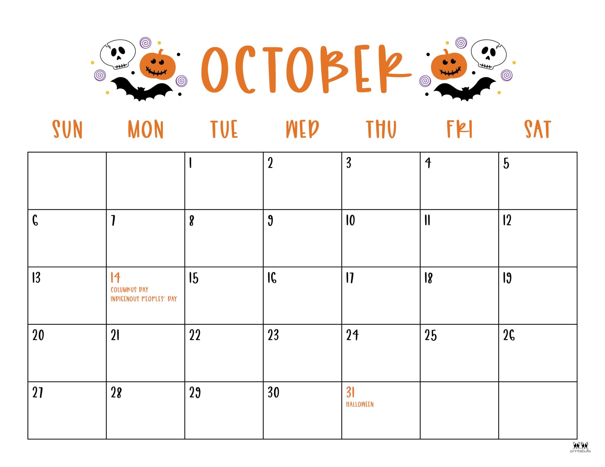 October 2024 Calendars - 50 FREE Printables | Printabulls