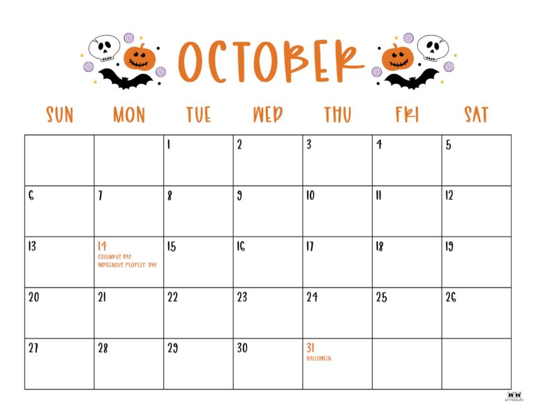 October 2024 Calendars - 50 FREE Printables | Printabulls