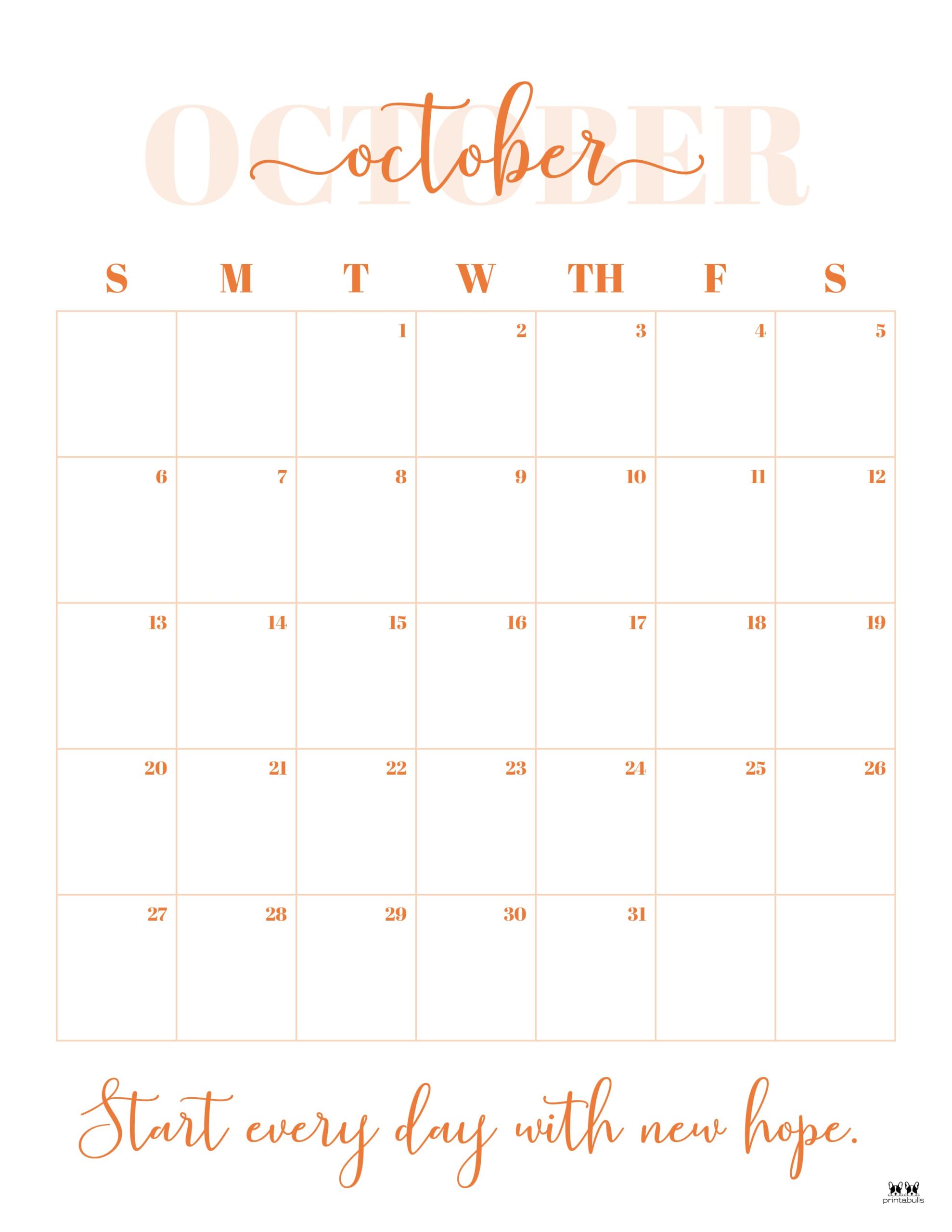 October 2024 Calendars - 50 FREE Printables | Printabulls