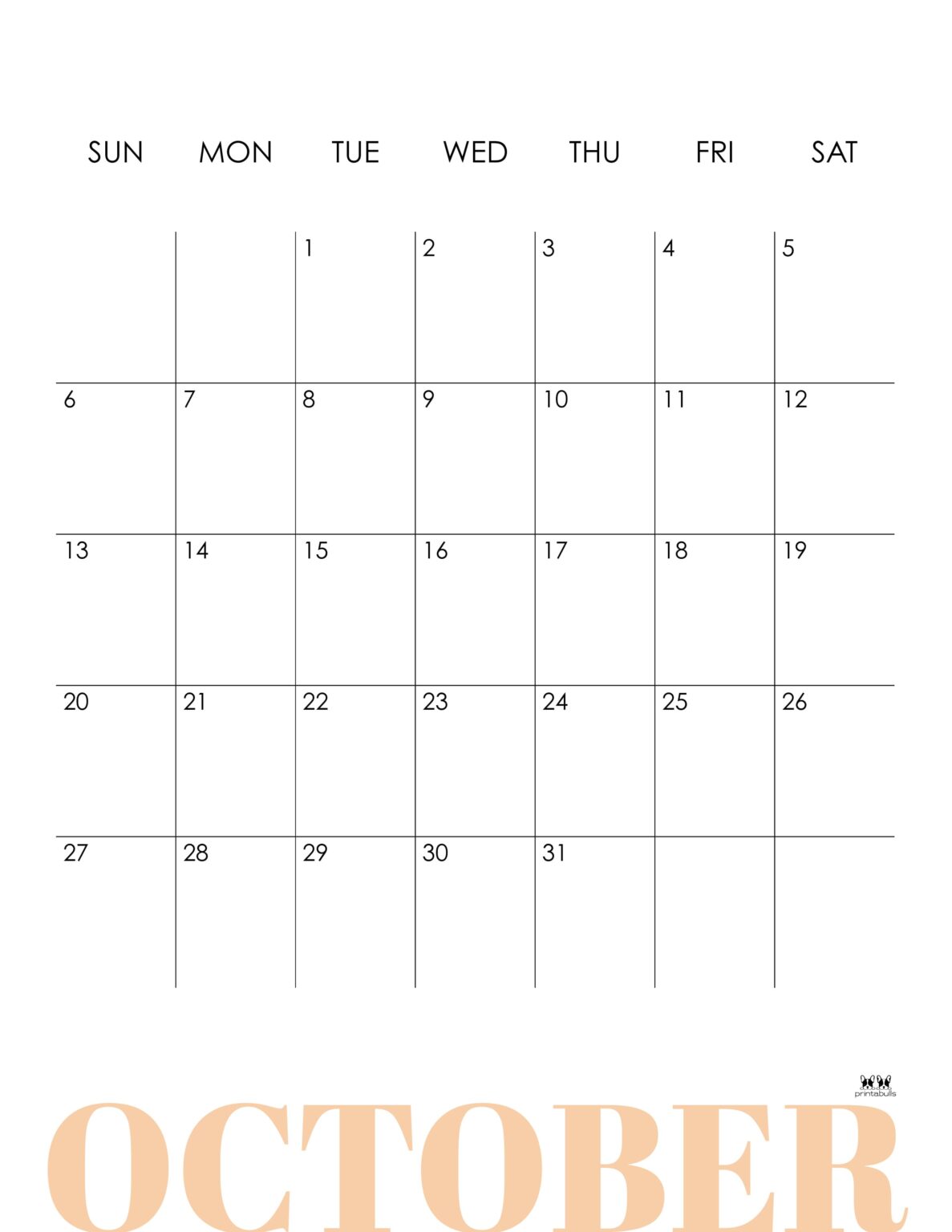 October 2024 Calendars - 50 FREE Printables | Printabulls