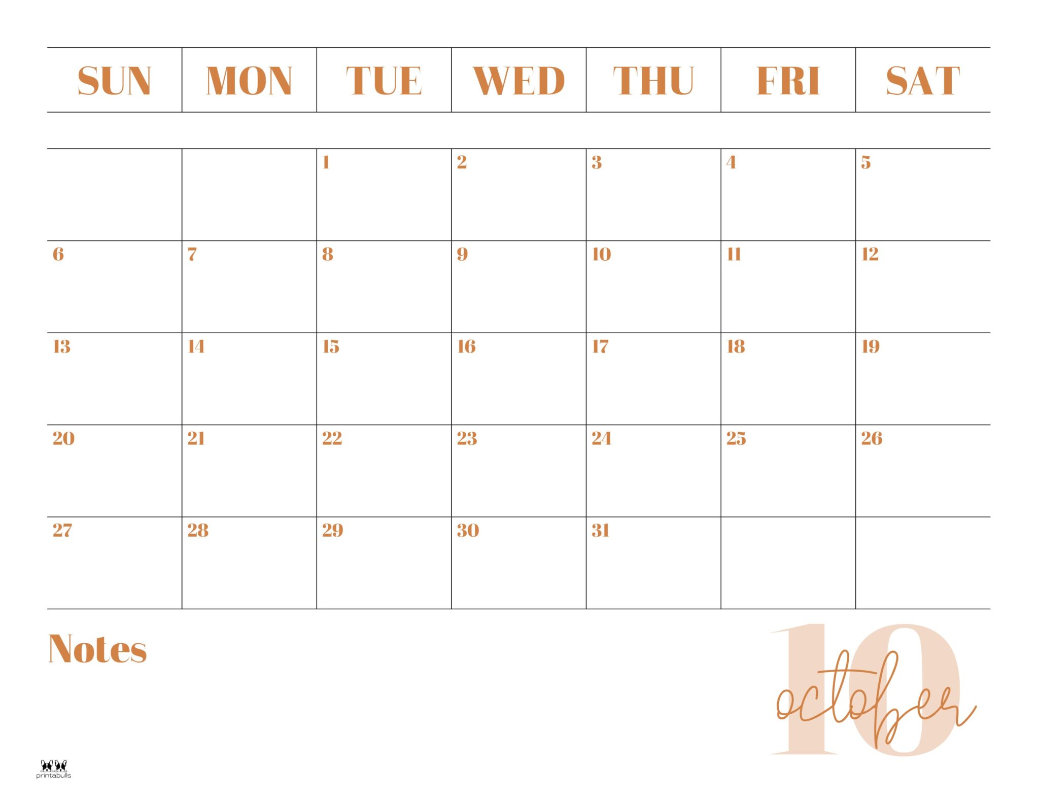 October 2024 Calendars - 50 FREE Printables | Printabulls