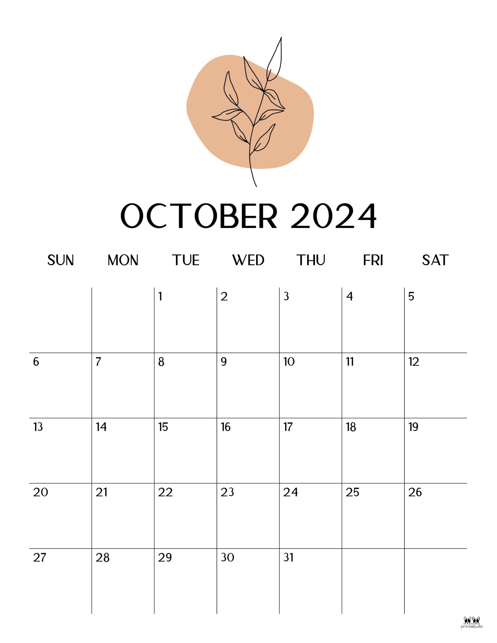 October 2024 Calendars - 50 FREE Printables | Printabulls