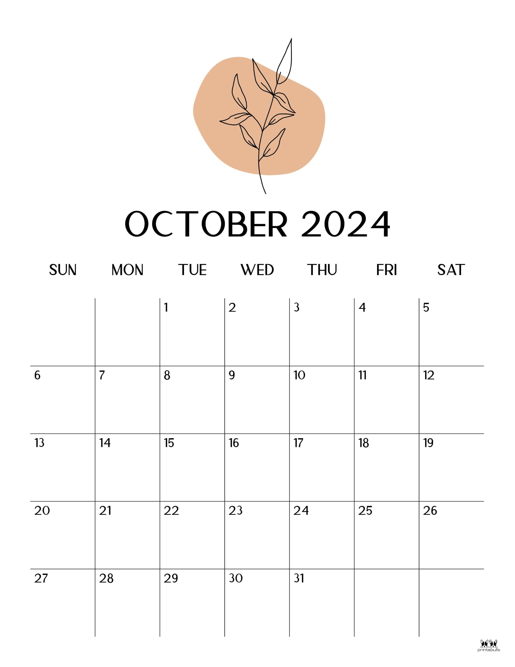 October 2024 Calendars - 50 FREE Printables | Printabulls