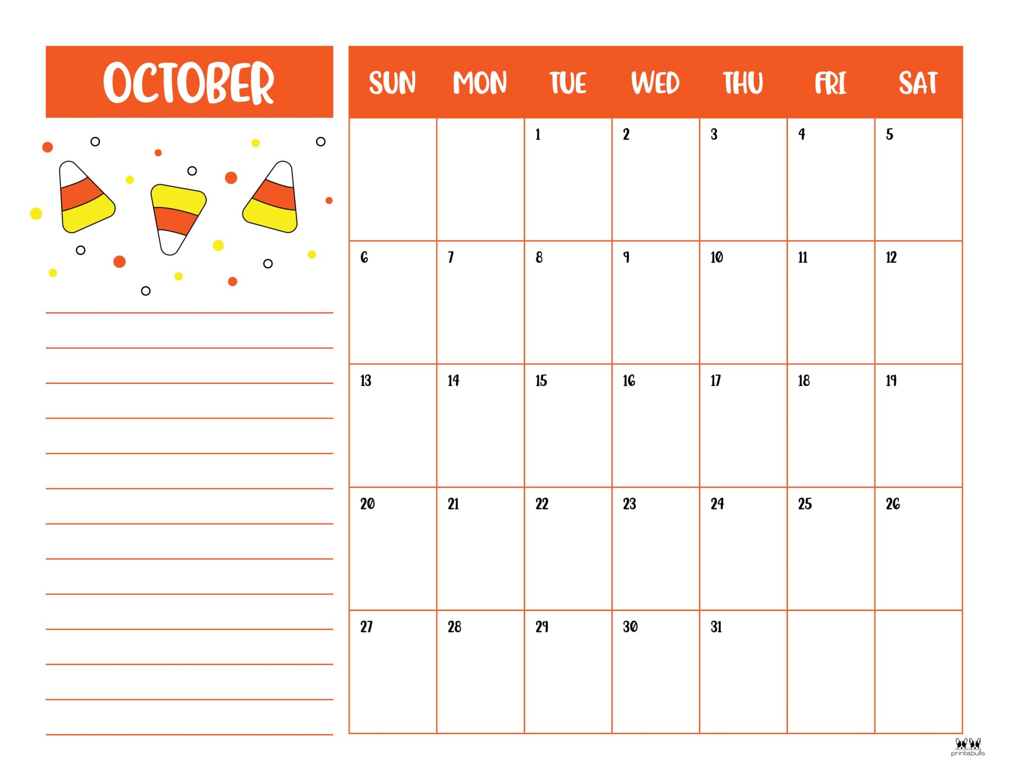 October 2024 Calendars - 50 FREE Printables | Printabulls