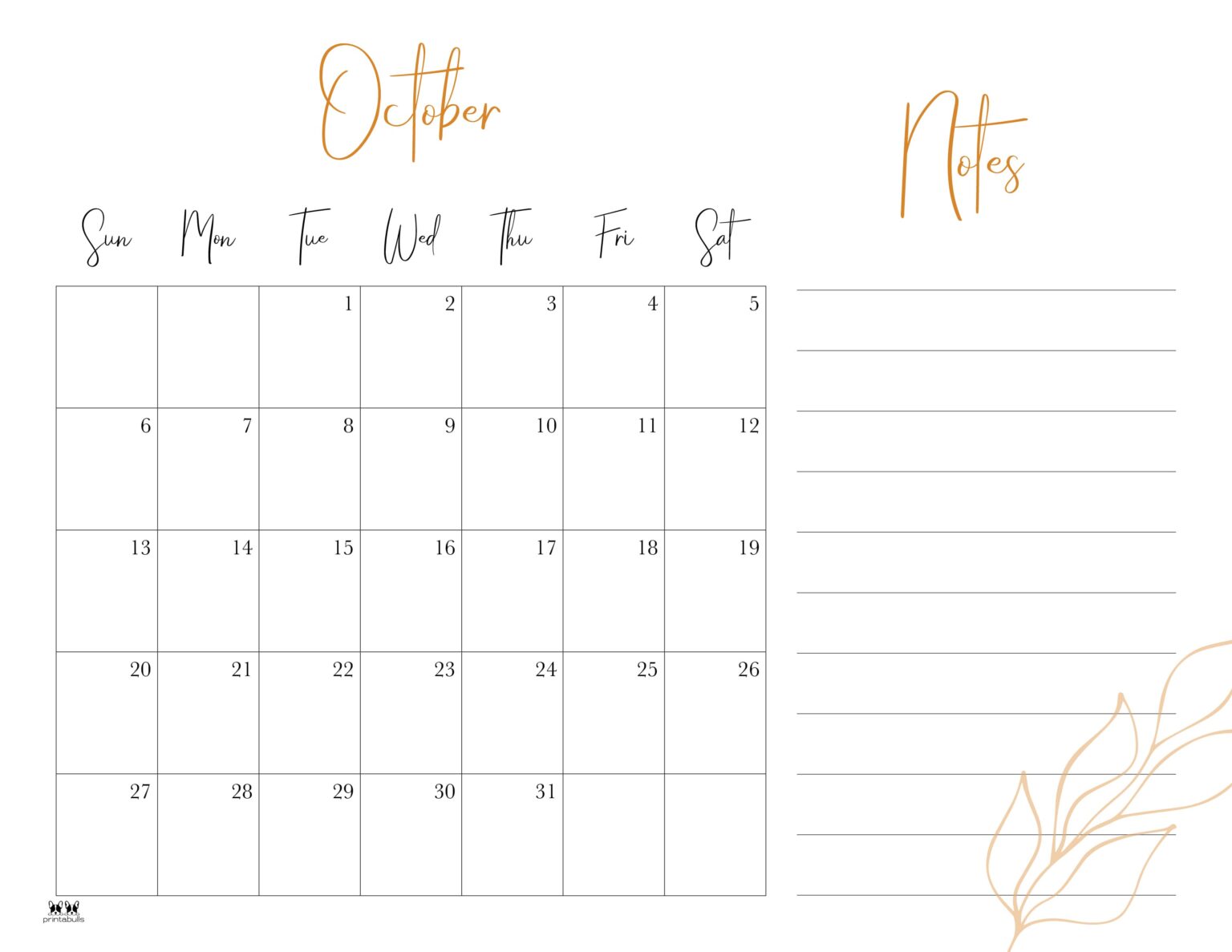 October 2024 Calendars - 50 FREE Printables | Printabulls