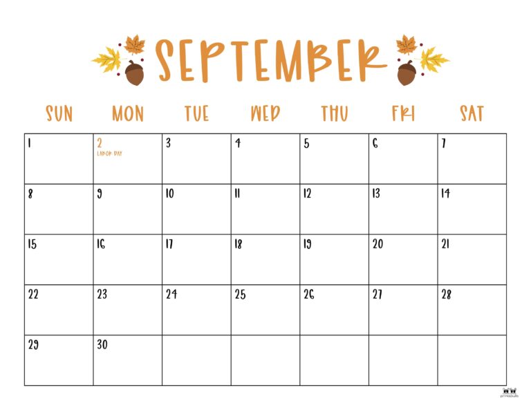 September 2024 Calendars - 50 FREE Printables | Printabulls