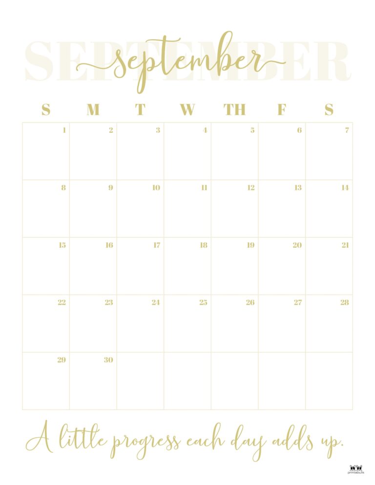September 2024 Calendars - 50 FREE Printables | Printabulls