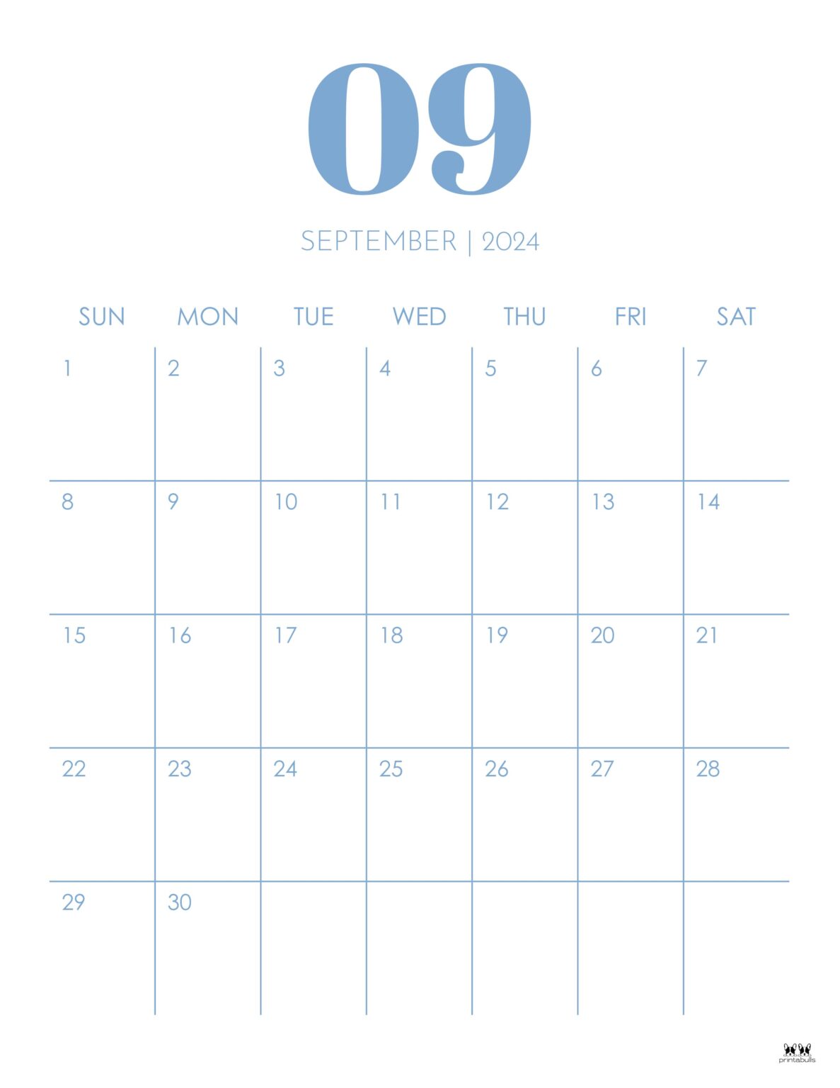 September 2024 Calendars - 50 FREE Printables | Printabulls