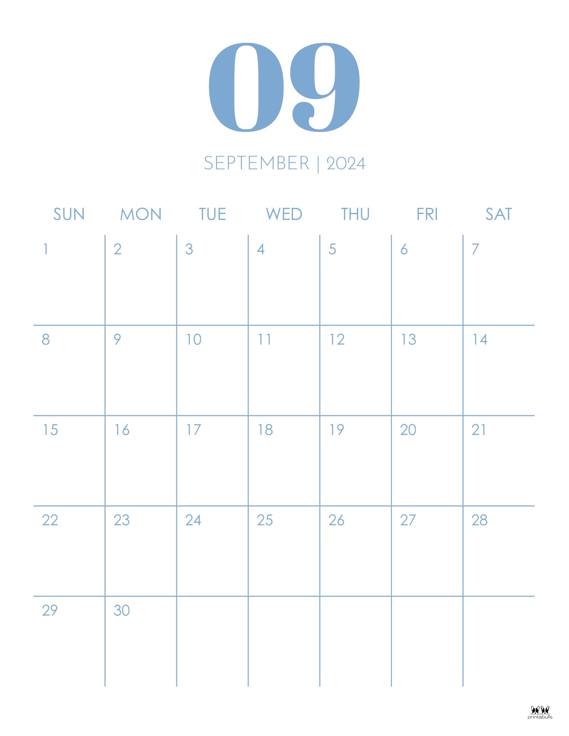 September 2024 Calendars - 50 FREE Printables | Printabulls