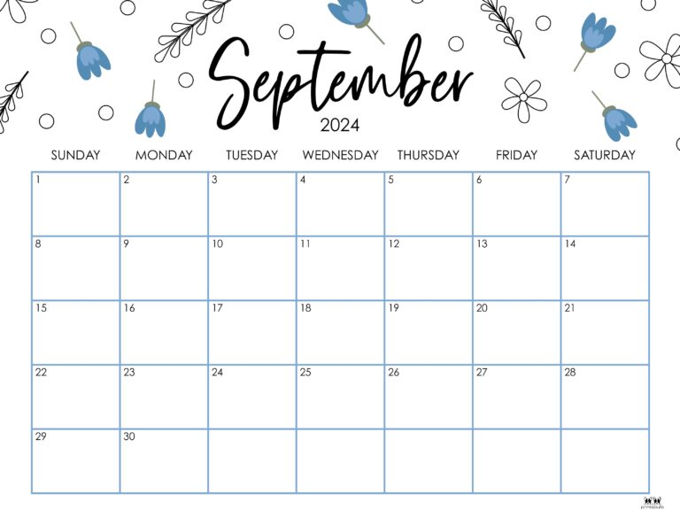 September 2024 Calendars - 50 FREE Printables | Printabulls