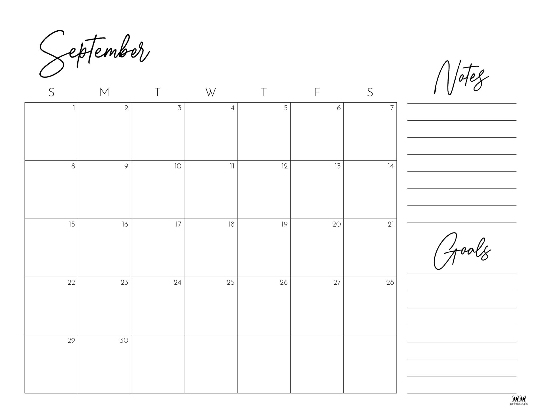 September 2024 Calendars - 50 FREE Printables | Printabulls