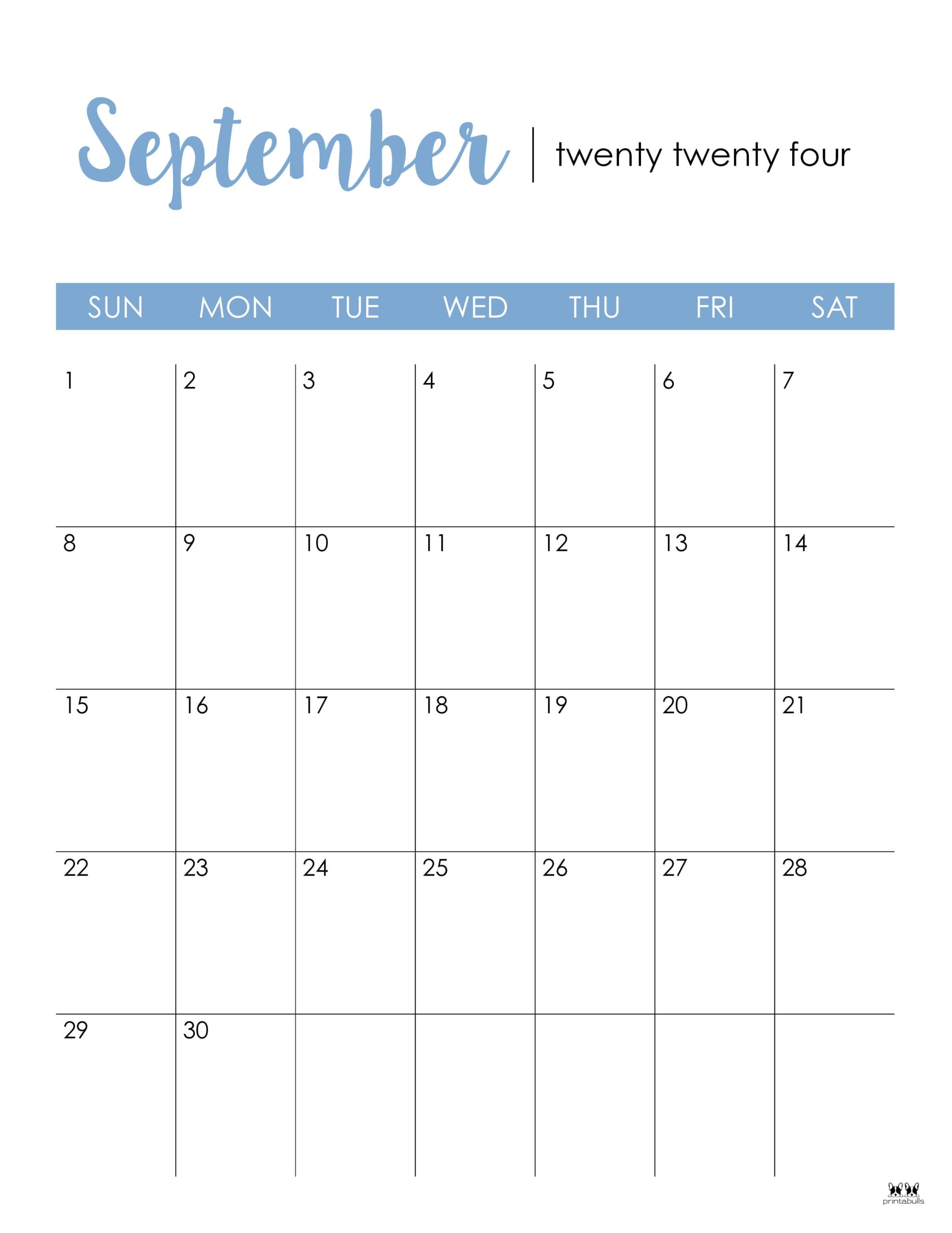 September 2024 Calendars - 50 FREE Printables | Printabulls