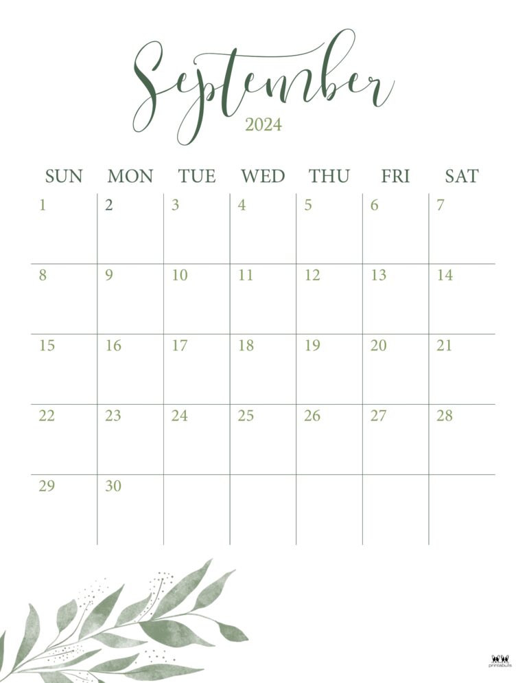 September 2024 Calendars - 50 FREE Printables | Printabulls