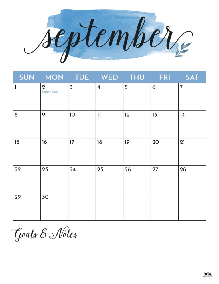 September 2024 Calendars - 50 FREE Printables | Printabulls