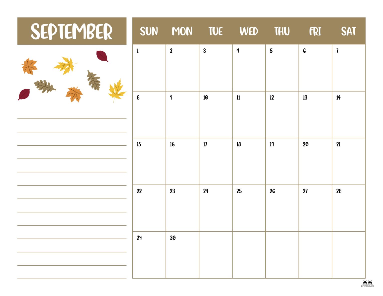 September 2024 Calendars - 50 FREE Printables | Printabulls
