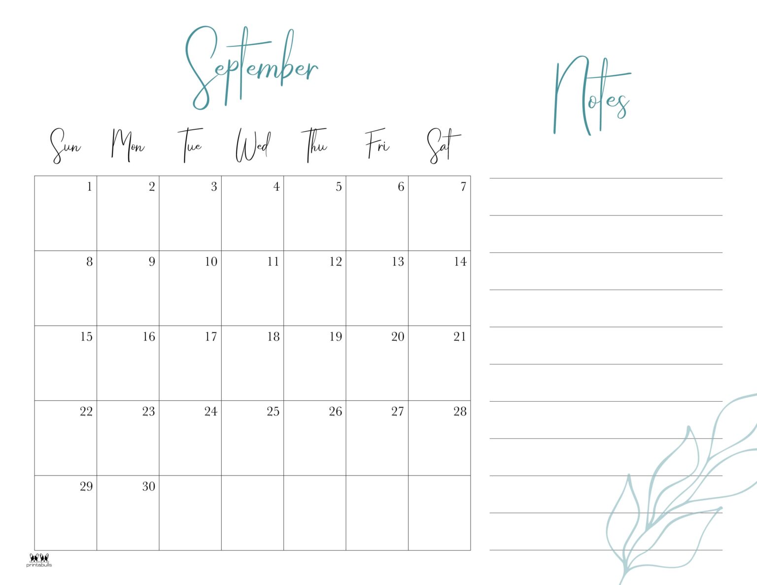September 2024 Calendars - 50 FREE Printables | Printabulls