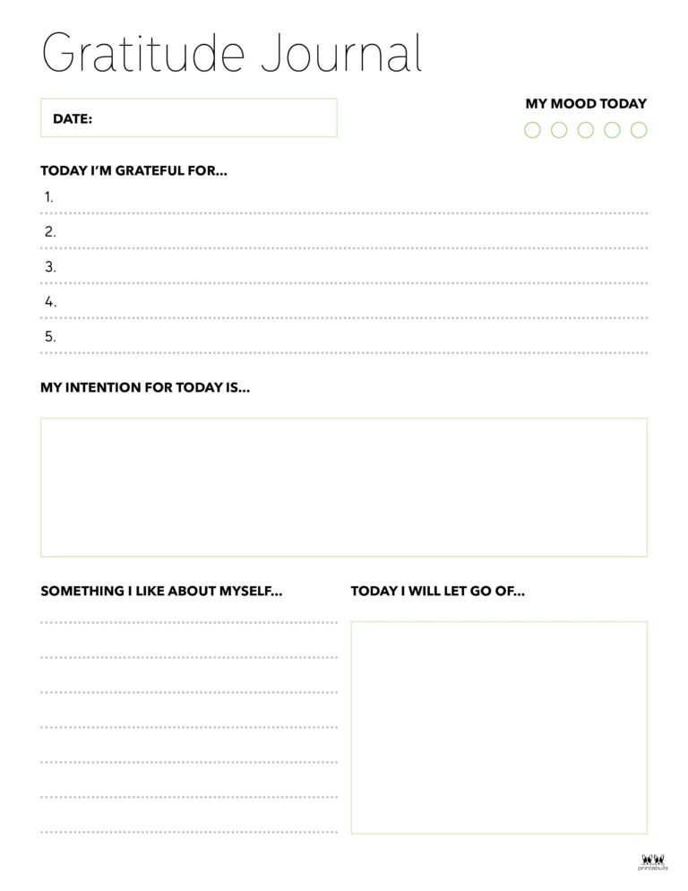 Gratitude Journal Templates - 23 FREE Printables | Printabulls