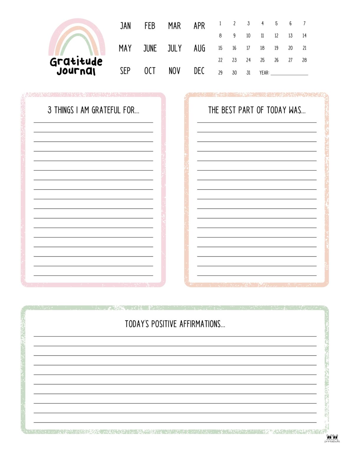 Gratitude Journal Templates - 18 FREE Printables | Printabulls