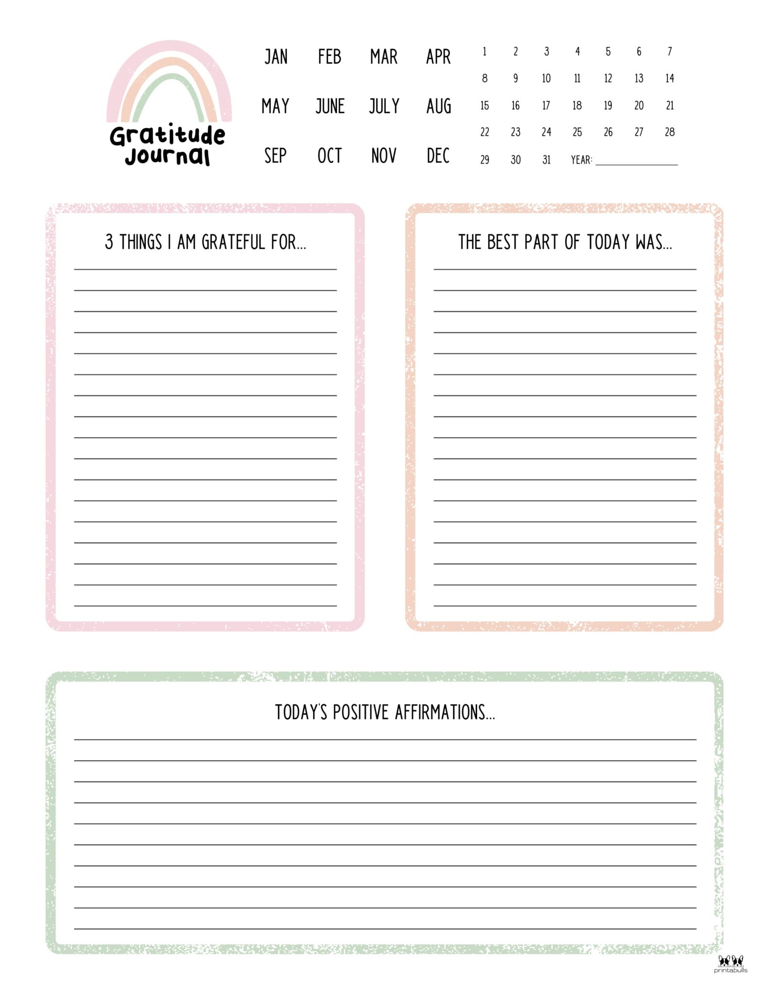 Gratitude Journal Templates - 18 FREE Printables | Printabulls