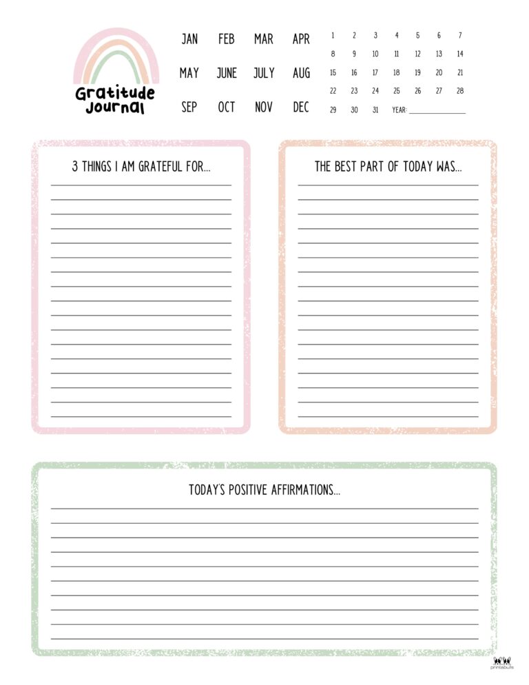 Gratitude Journal Templates - 18 FREE Printables | Printabulls