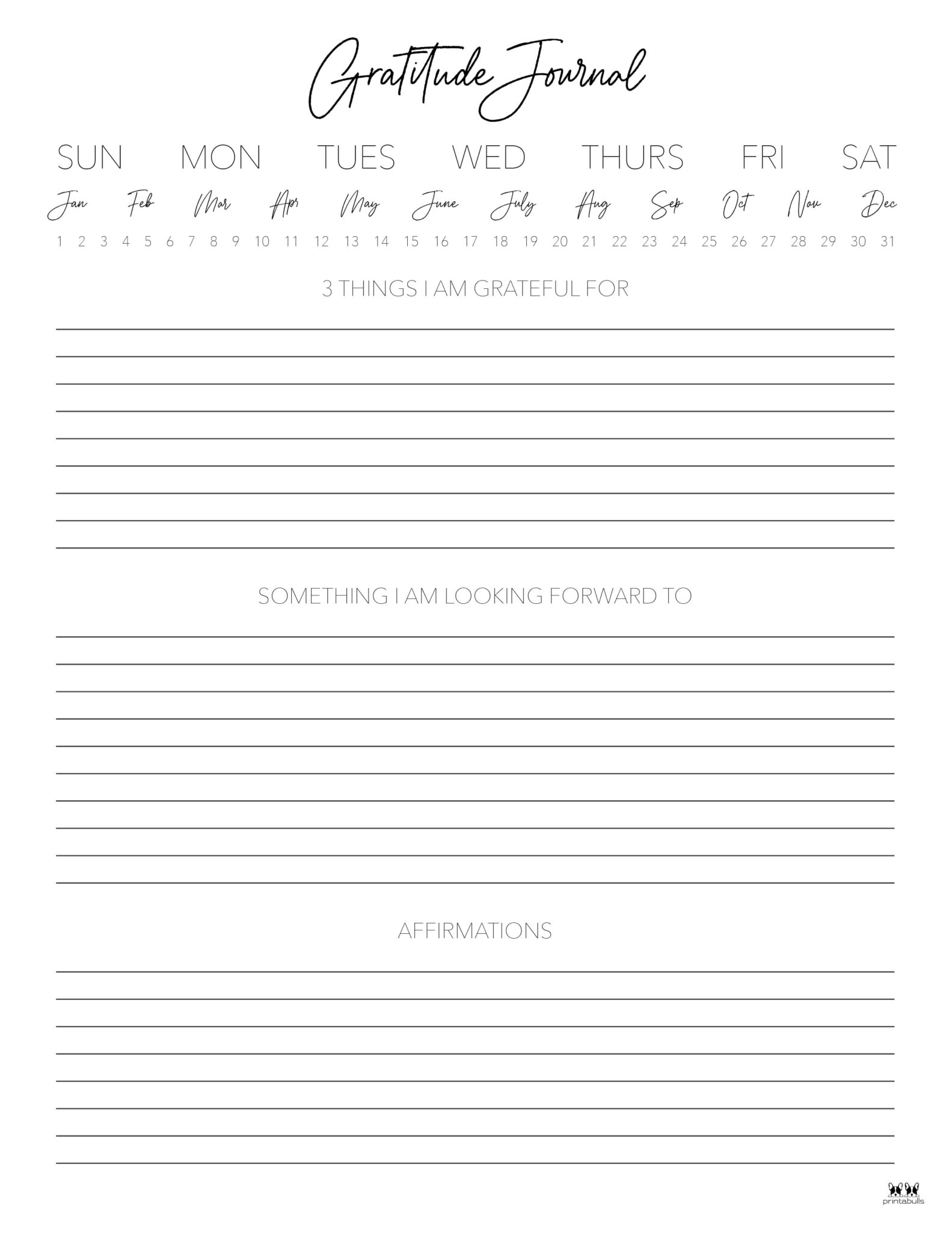 Gratitude Journal Templates - 18 FREE Printables | Printabulls